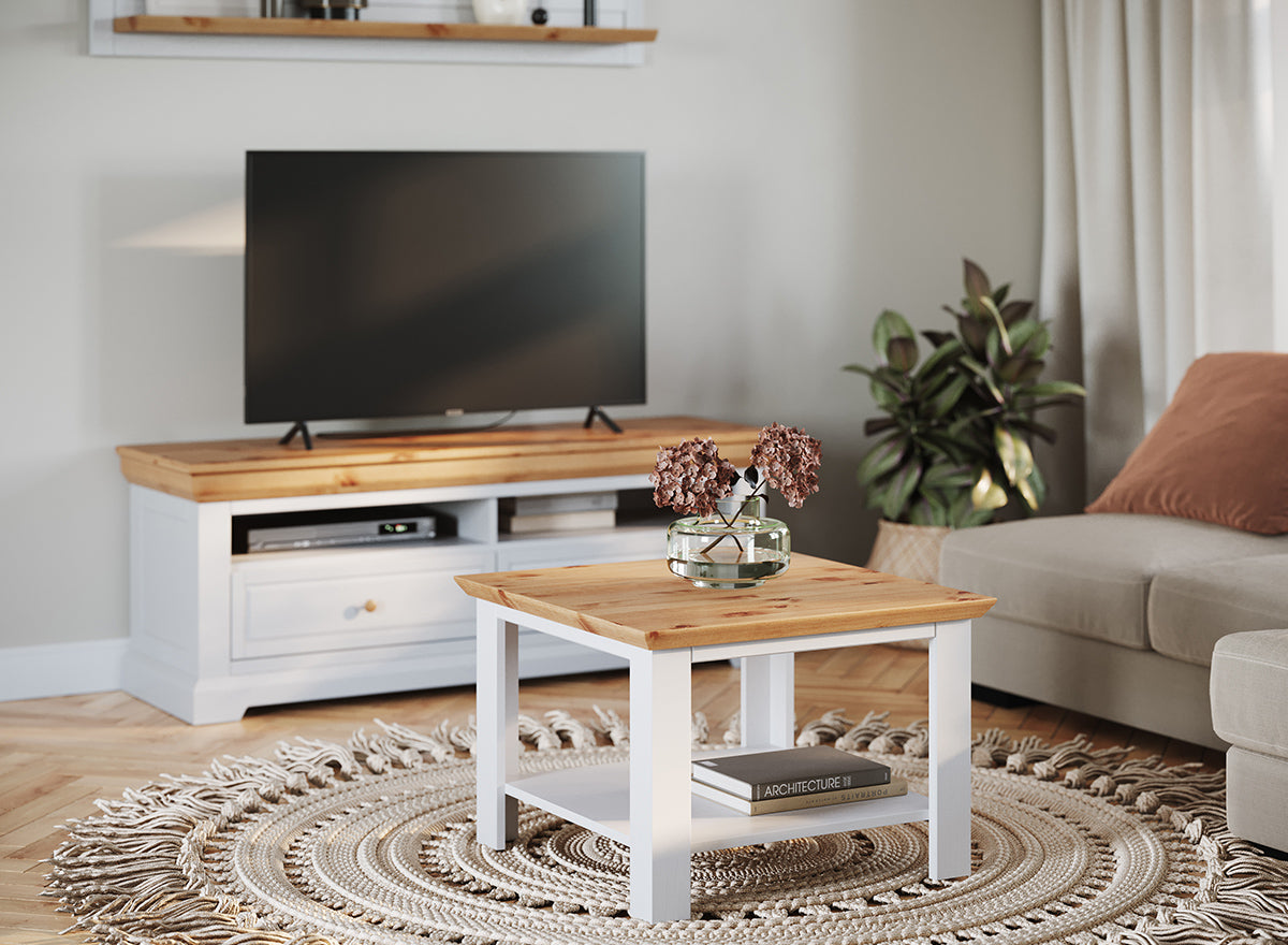 Milano Elite Solid Wood Pine Coffee Table | Color white/pine – Kiefer Massivholz